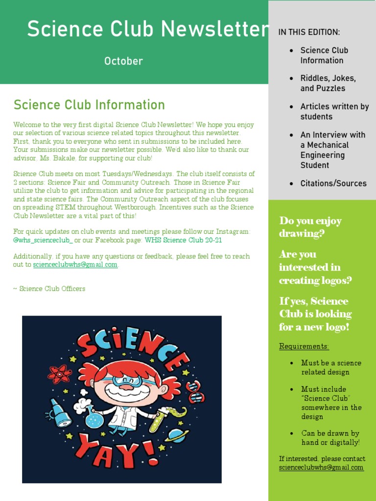 Science Club Newsletter - October 2020 | PDF | Global Warming | Engineering