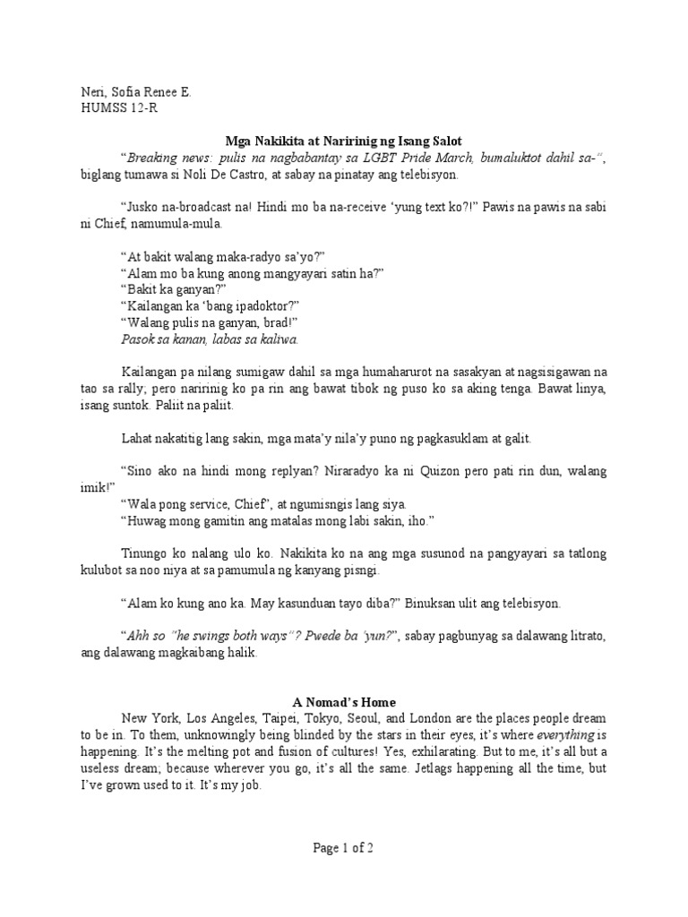 Mga Nakikita at Naririnig NG Isang Salot: Pasok Sa Kanan, Labas Sa ...