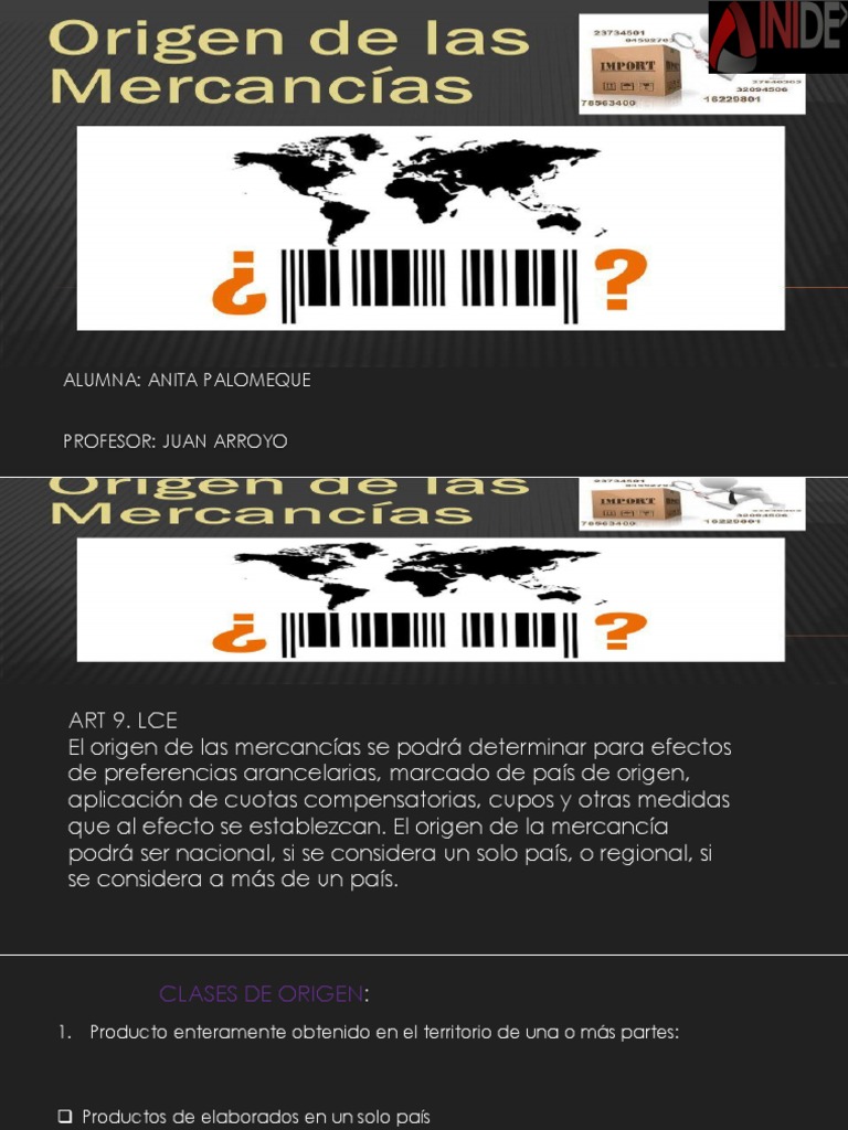 Origen de Las Mercancias Letras en Morado | PDF | aduana | Arancel