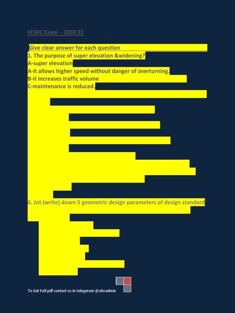 ECWC Exam 2002 E.C | Download Free PDF | Road | Road Surface