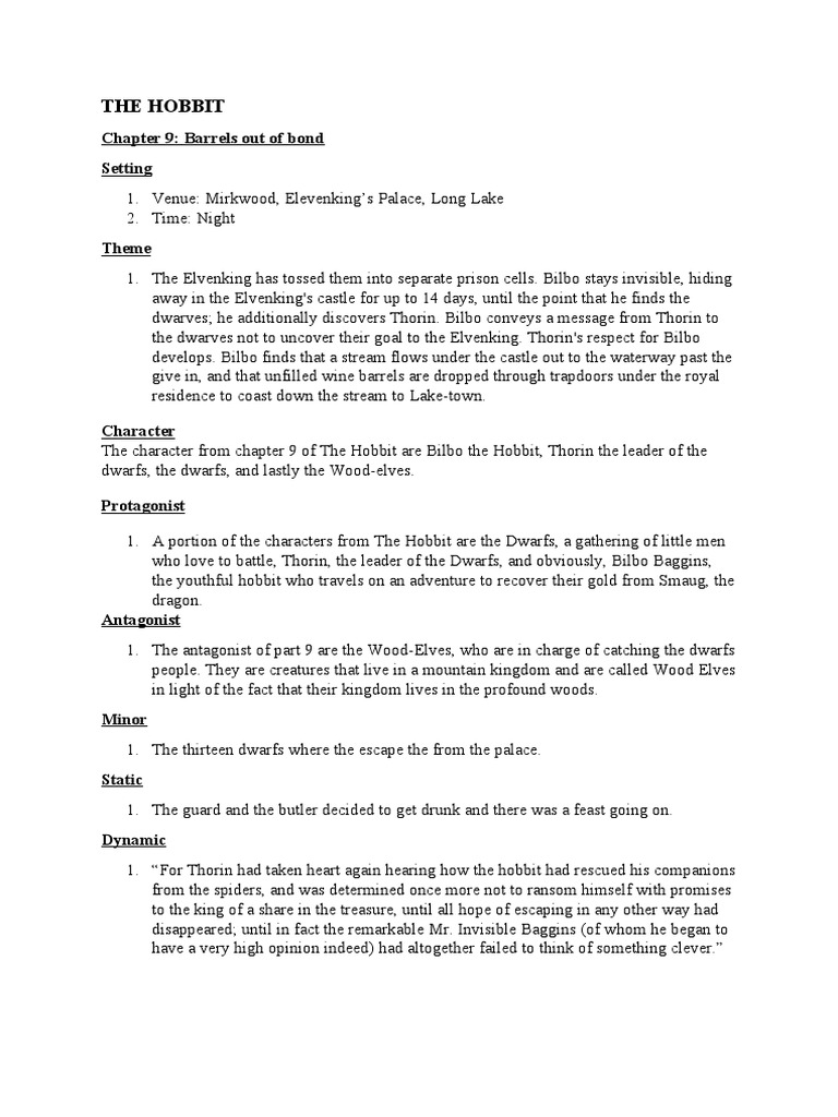 The Hobbit: Chapter 9: Barrels Out of Bond Setting | PDF | The Hobbit ...
