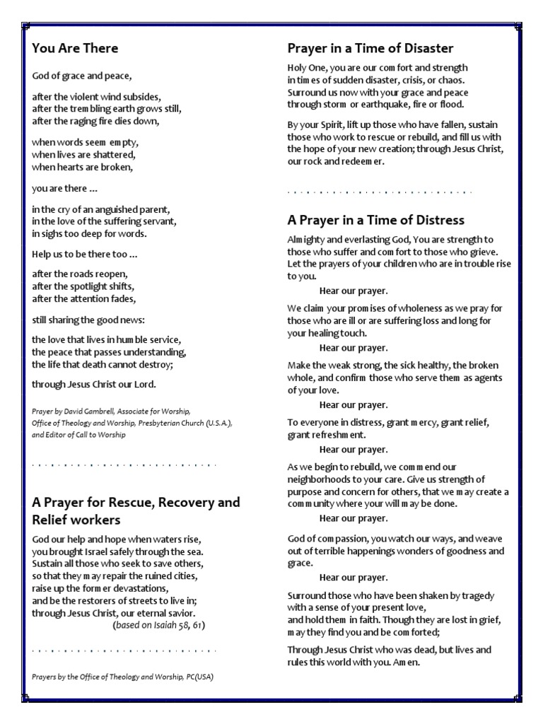 Prayers for Disaster and Recovery | PDF | Prayer | Grace In Christianity