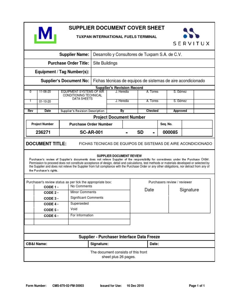 Supplier Document Cover Sheet: Tuxpan International Fuels Terminal ...
