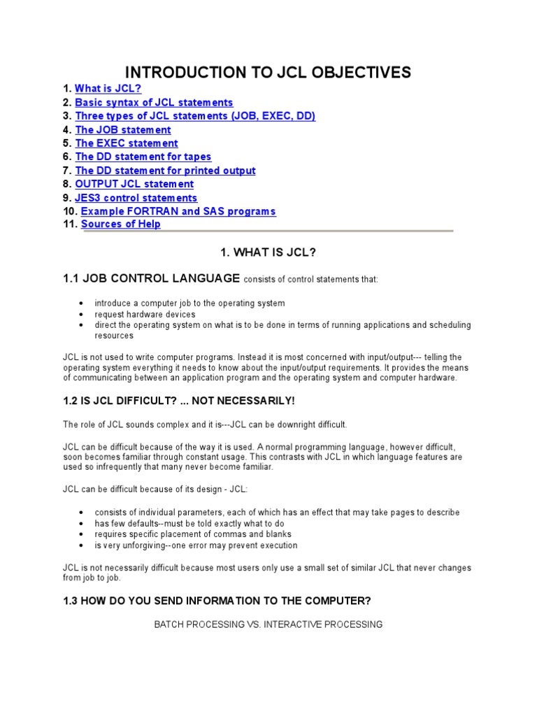 Introduction To JCL Objectives | PDF | Teaching Methods & Materials ...