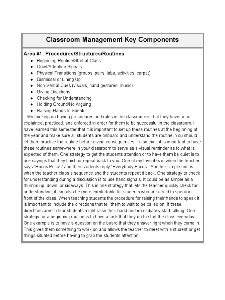 Classroom Management Key Components-Mikayla Mitchell | PDF | Classroom ...