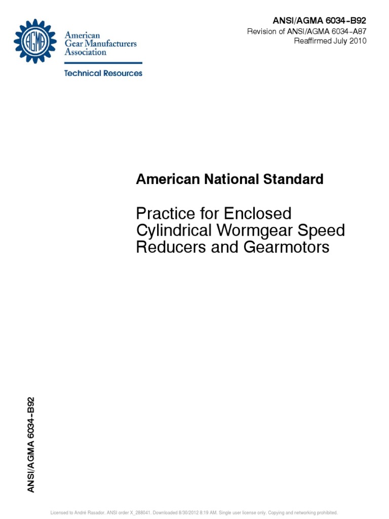 Ansi-Agma 6034-B92-1992-Reaf. (2010) PDF | PDF | Mechanical Engineering ...