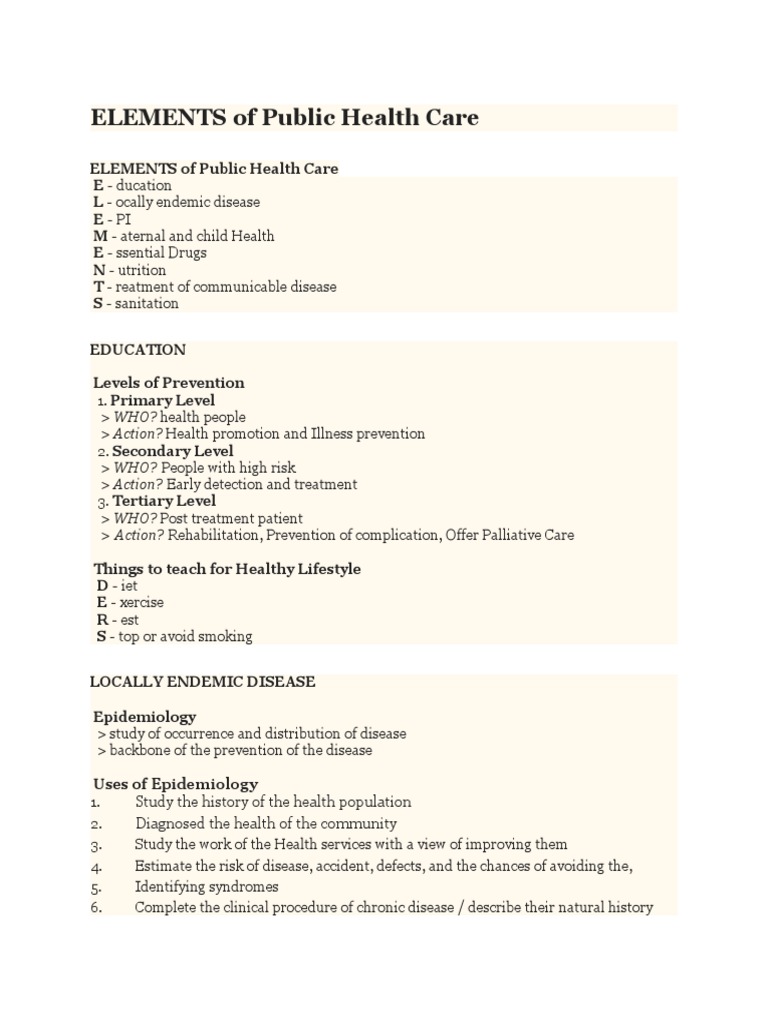 ELEMENTS of Public Health Care | Download Free PDF | Preventive ...