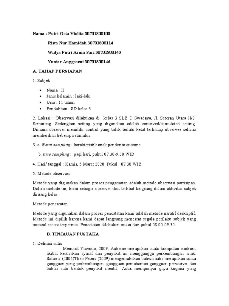 Contoh Format Laporan Observasi | PDF