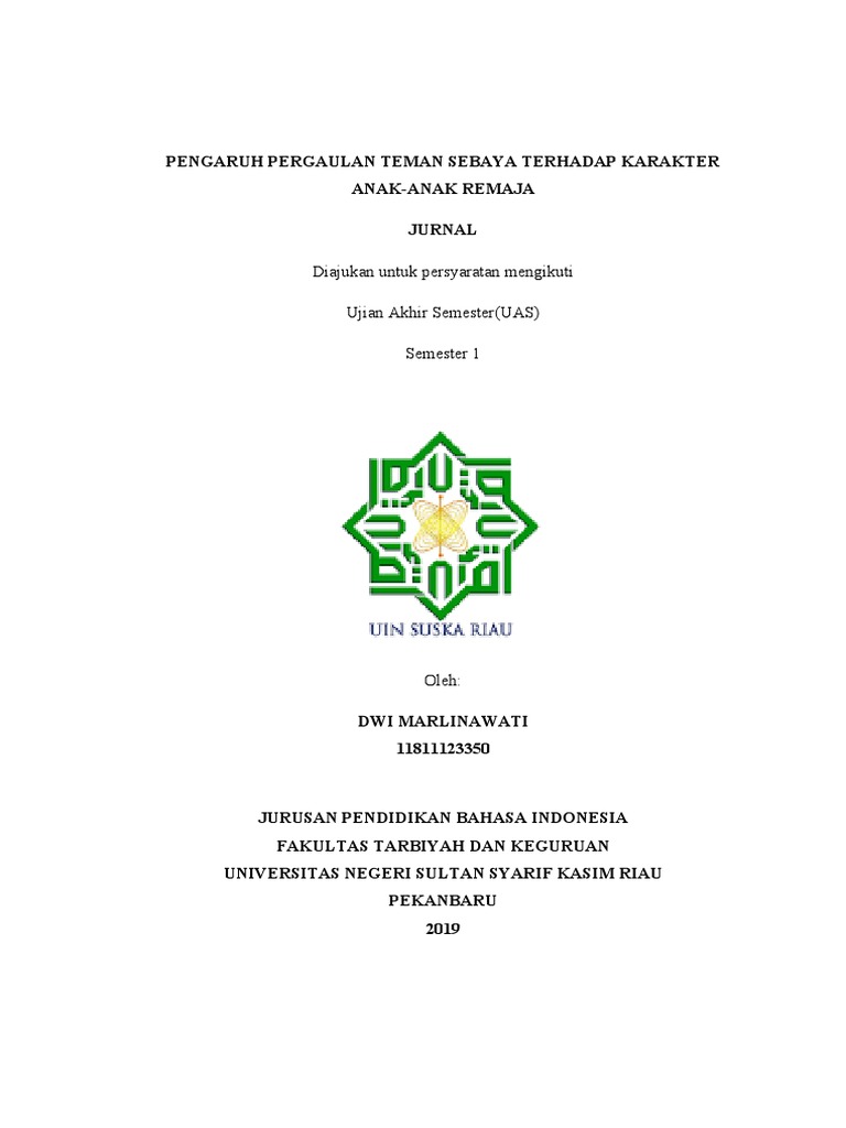 Jurnal Pengaruh Pergaulan Teman Sebaya Terhadap Karakter Anak-Anak Remaja | PDF | Kesehatan Holistik