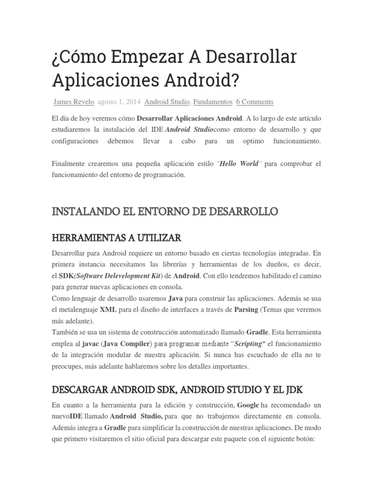 Cómo Empezar A Desarrollar Aplicaciones Android | PDF | Java (lenguaje de programación ...