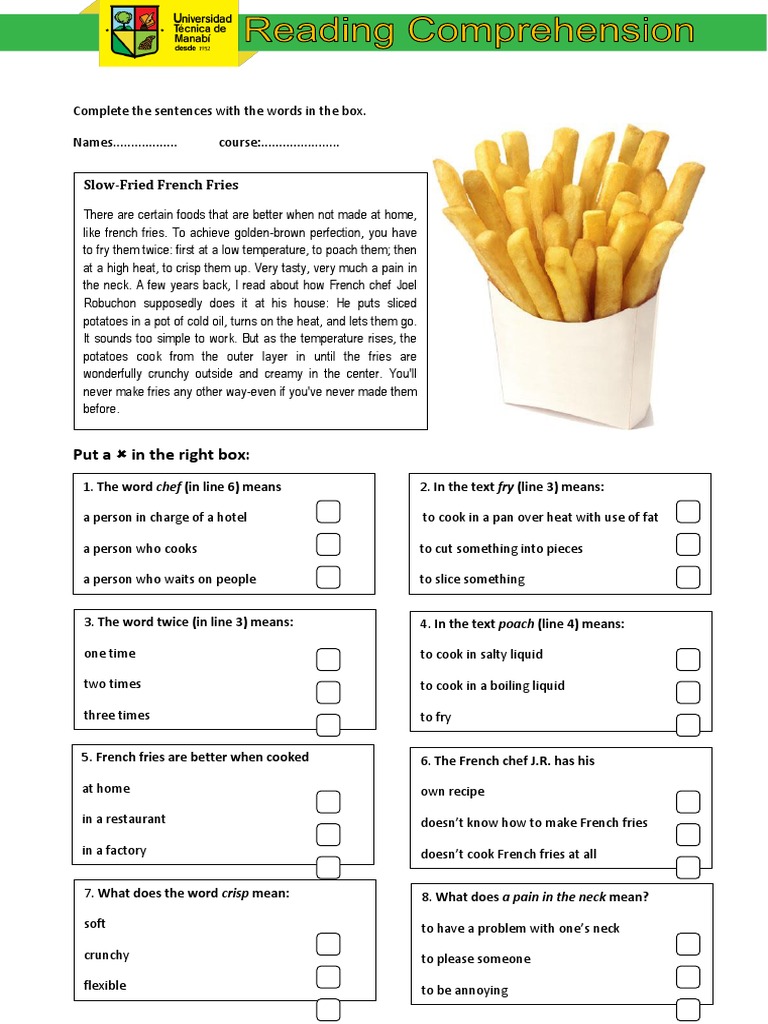 Put A in The Right Box:: Slow-Fried French Fries | PDF | French Fries ...