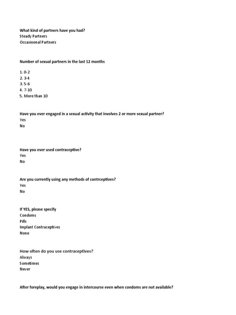 Sexual Health Survey Analyzing Knowledge, Attitudes and Practices ...