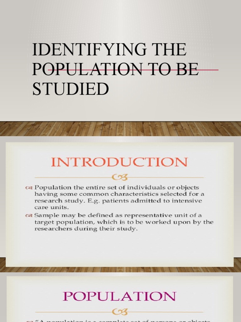 Identifying The Population To Be Studied | PDF | Social Science