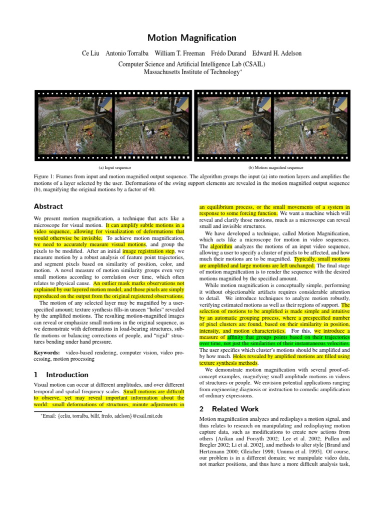 Motion Magnification | PDF | Image Segmentation | Teaching Mathematics