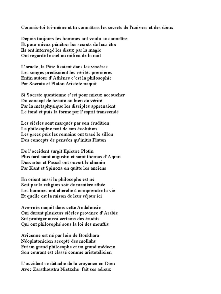 Connais-toi toi-même et l'univers | PDF
