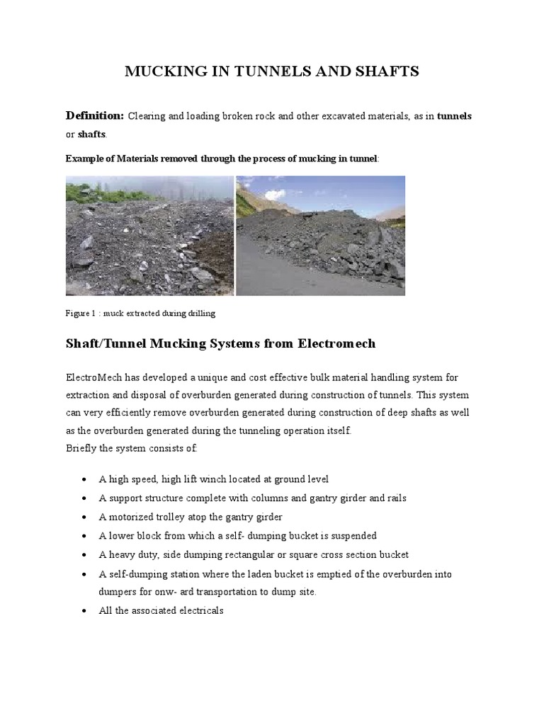 Mucking in Tunnels and Shafts | PDF | Tunnel | Elevator