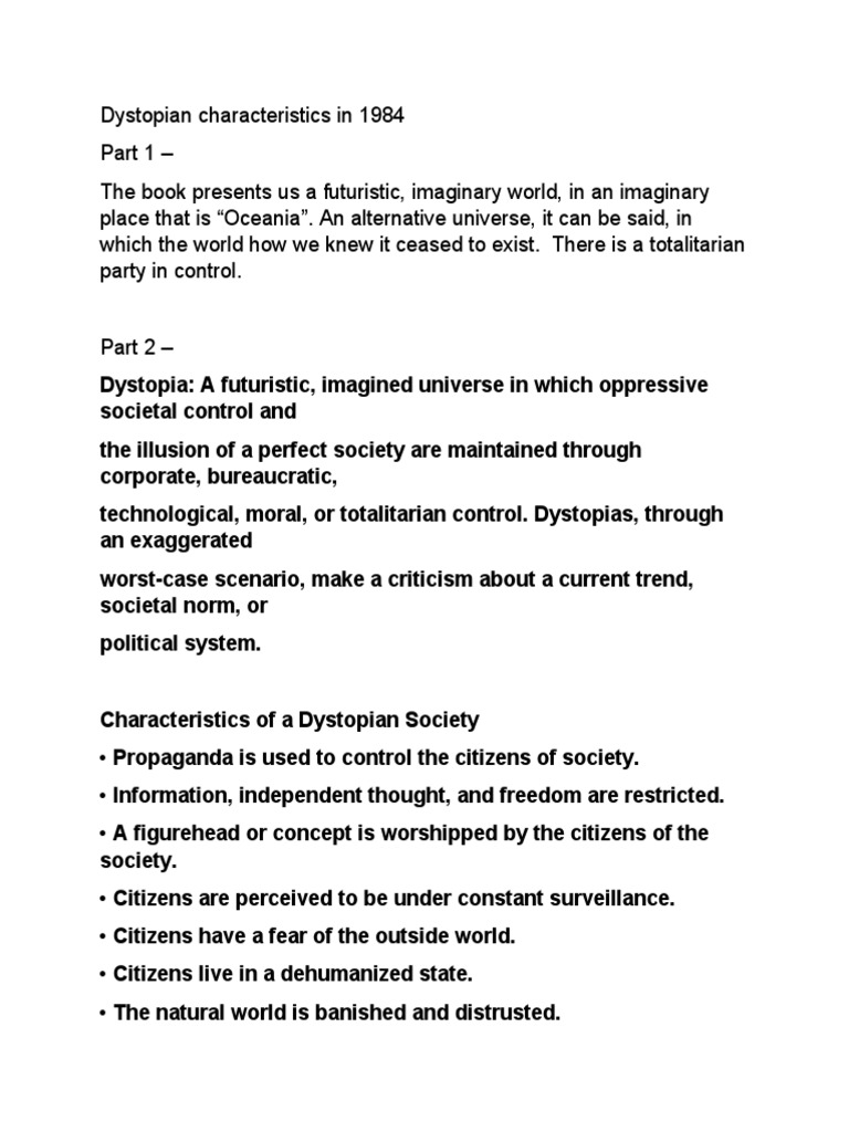 1984 Dystopian Characteristics | PDF