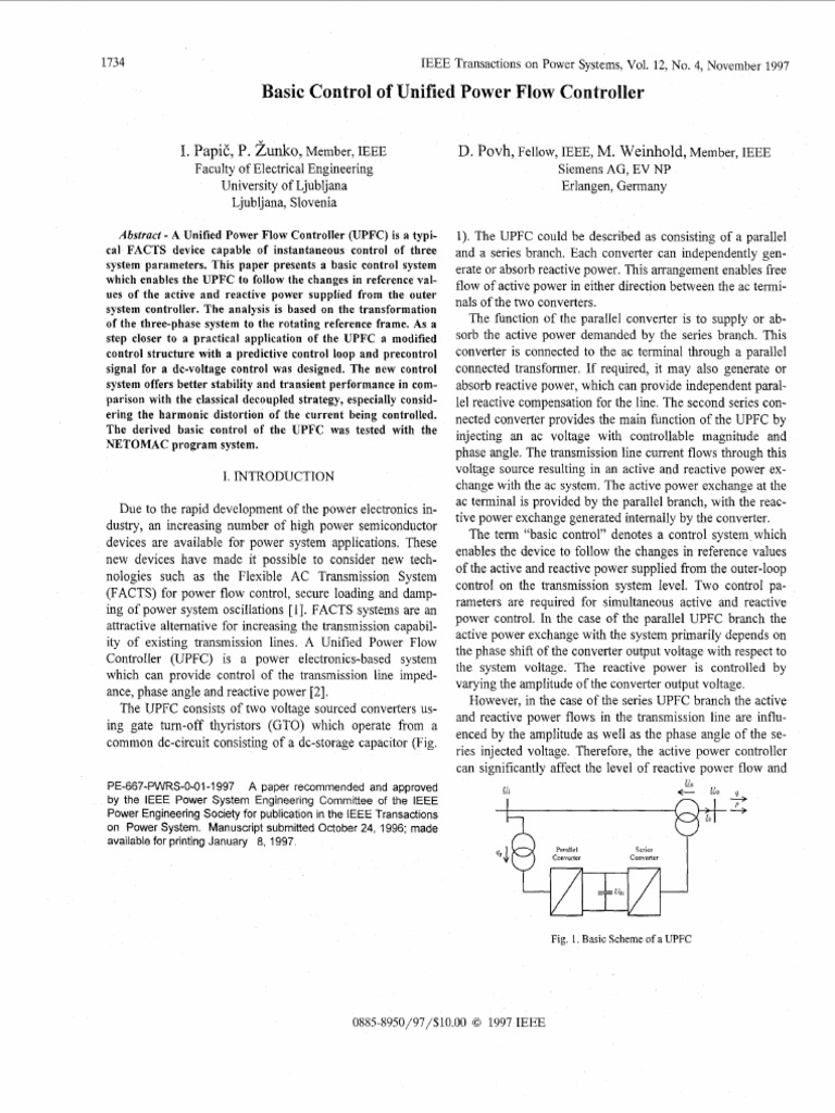 Ieee Upfc Control | PDF | Ac Power | Power Electronics