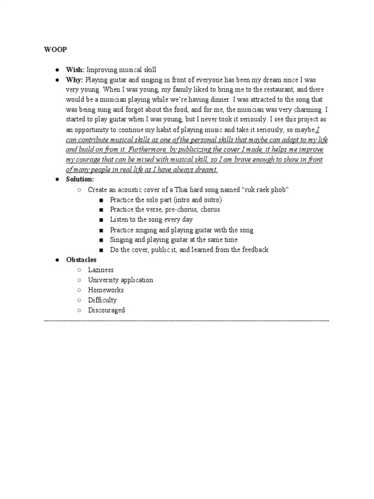 Woop | PDF | Song Structure | Behavior Modification