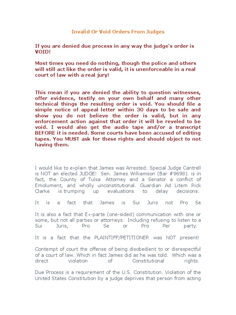 Understanding Void and Voidable Orders | PDF | Void (Law) | Judge