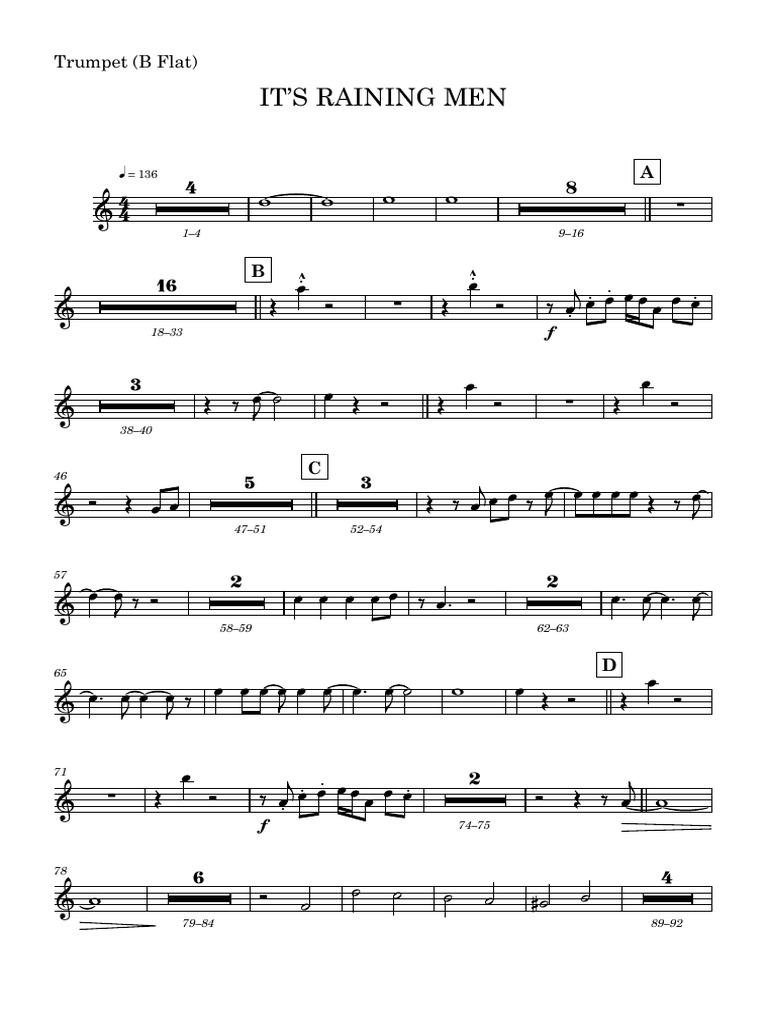 01 - Trumpet (B Flat) - IT'S RAINING MEN PDF | PDF