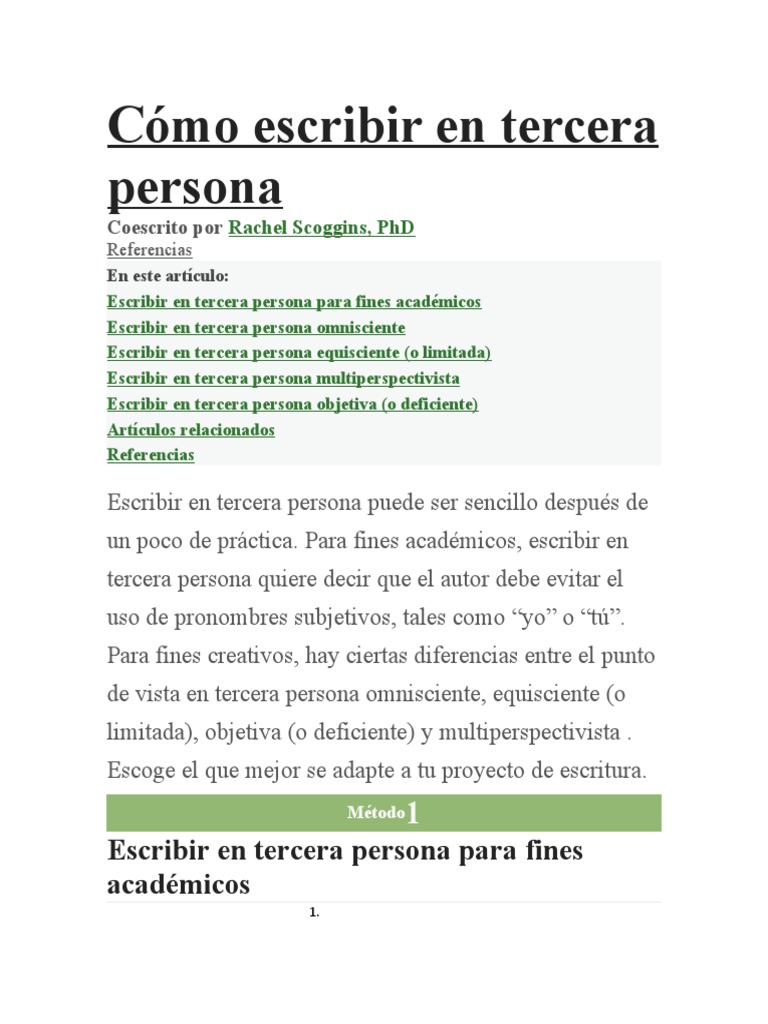Cómo Escribir en Tercera Persona | PDF | Narrativa | Ciencia cognitiva