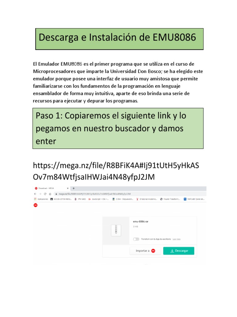 Desacarga e Instalacion de Emu 8086 | PDF | Juegos y actividades ...