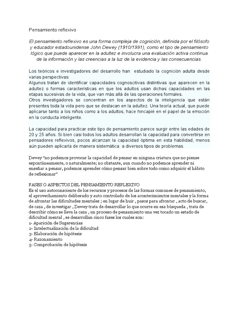 Fases del Pensamiento Reflexivo | PDF