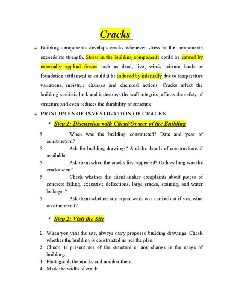 Civil Engineering Cracks Types and Causes | PDF | Deformation ...