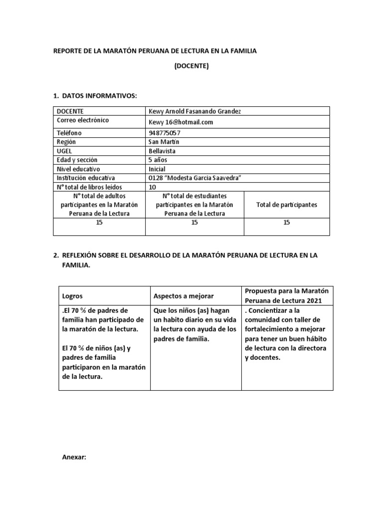 Informe de La Maraton de La Lectura | PDF