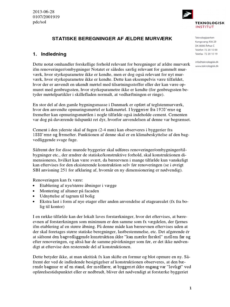 Beregning Af Aeldre Murvaerk Ver 2.0 | PDF Beregning Af Aeldre Murvaerk Ver 2.0 | PDF