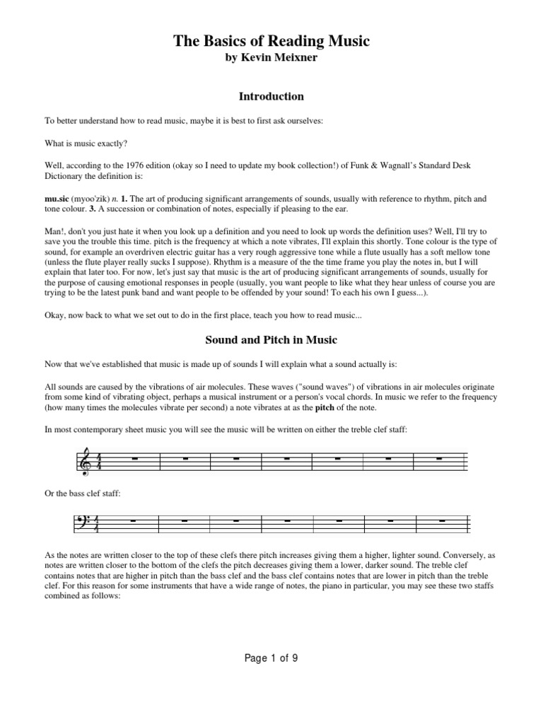 Basics of Reading Music | PDF