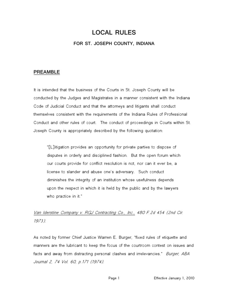 St. Joseph County Local Court Rules | PDF | Magistrate | Wisconsin ...