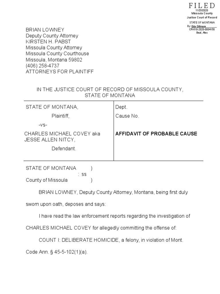 Affidavit of Probable Cause | PDF | Autopsy | Crime & Violence