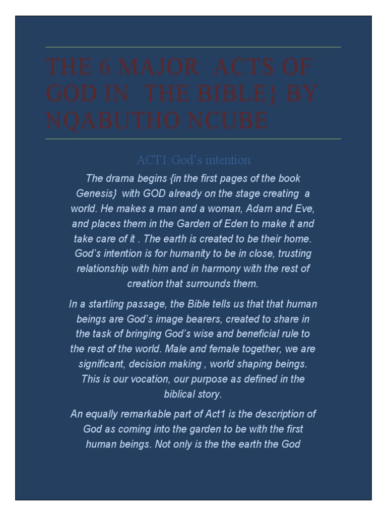 The 2 Major Acts of God in The Bible | PDF | Genesis Creation Narrative ...