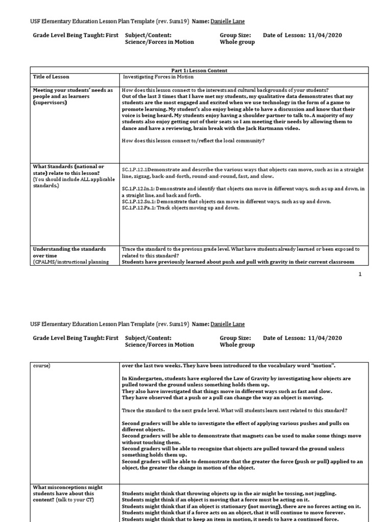 Supervisor Observation Lesson Plan Updated Danielle Lane | PDF | Educational Assessment | Lesson ...