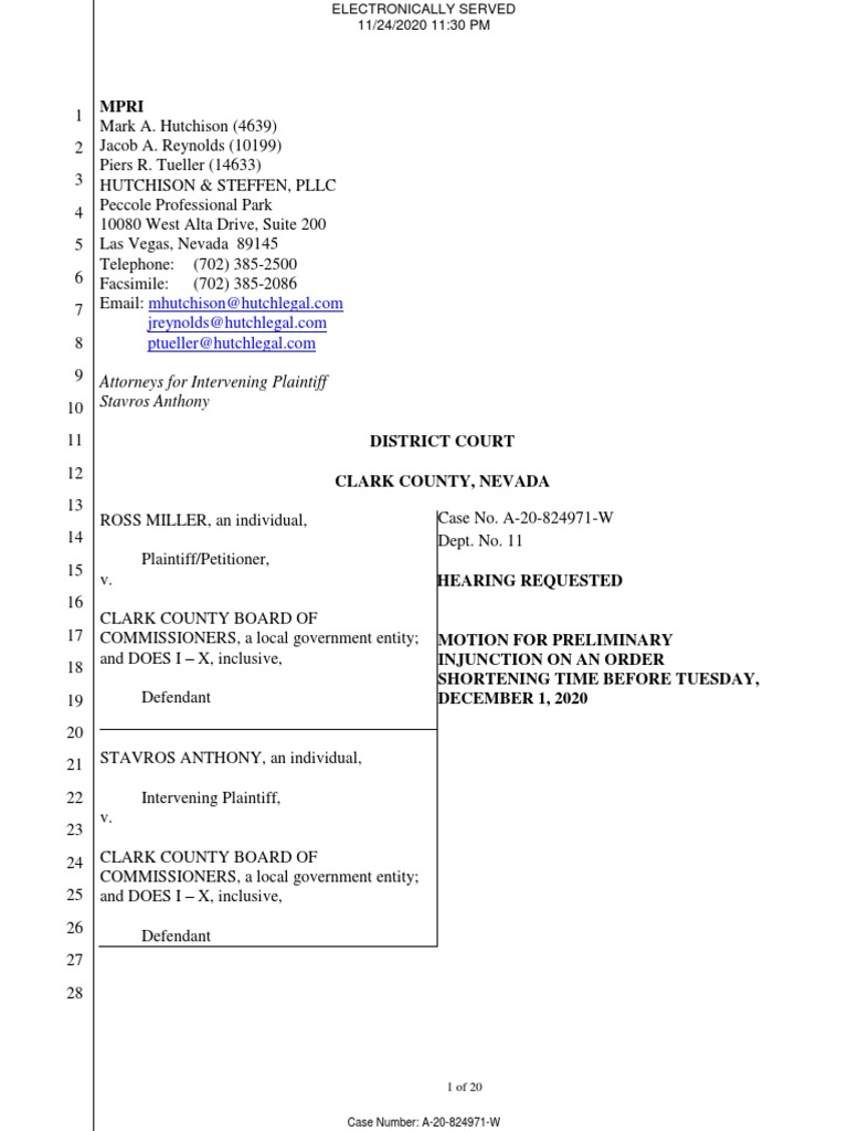 Motion for Preliminary Injunction in Nevada | PDF | Injunction | Legal Remedy