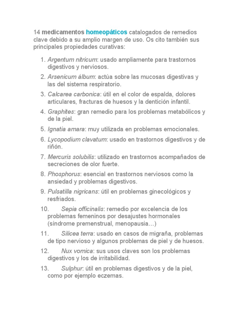 Medicamentos Homeopaticos Mas Usados | PDF | Medicina CLINICA ...
