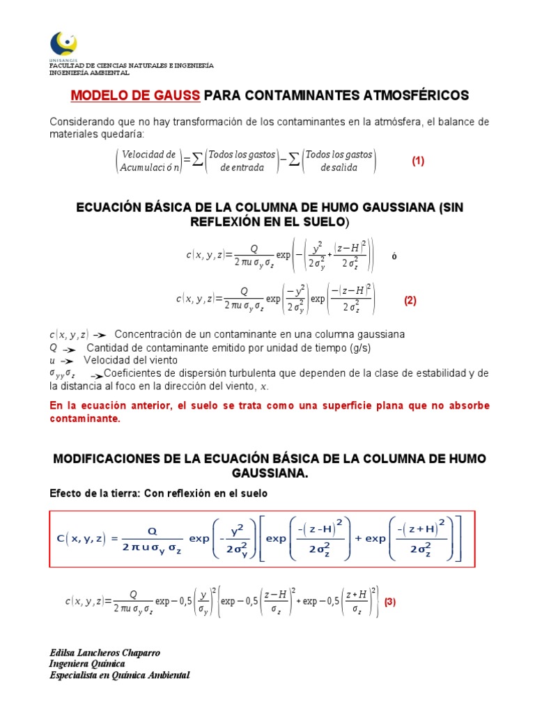 Fórmulas y Ejemplos Modelo de Gauss | PDF | Herida | Chimenea