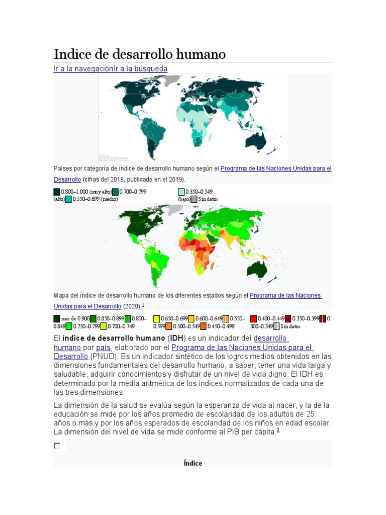 Indice de Desarrollo Humano | PDF | Índice de Desarrollo Humano ...