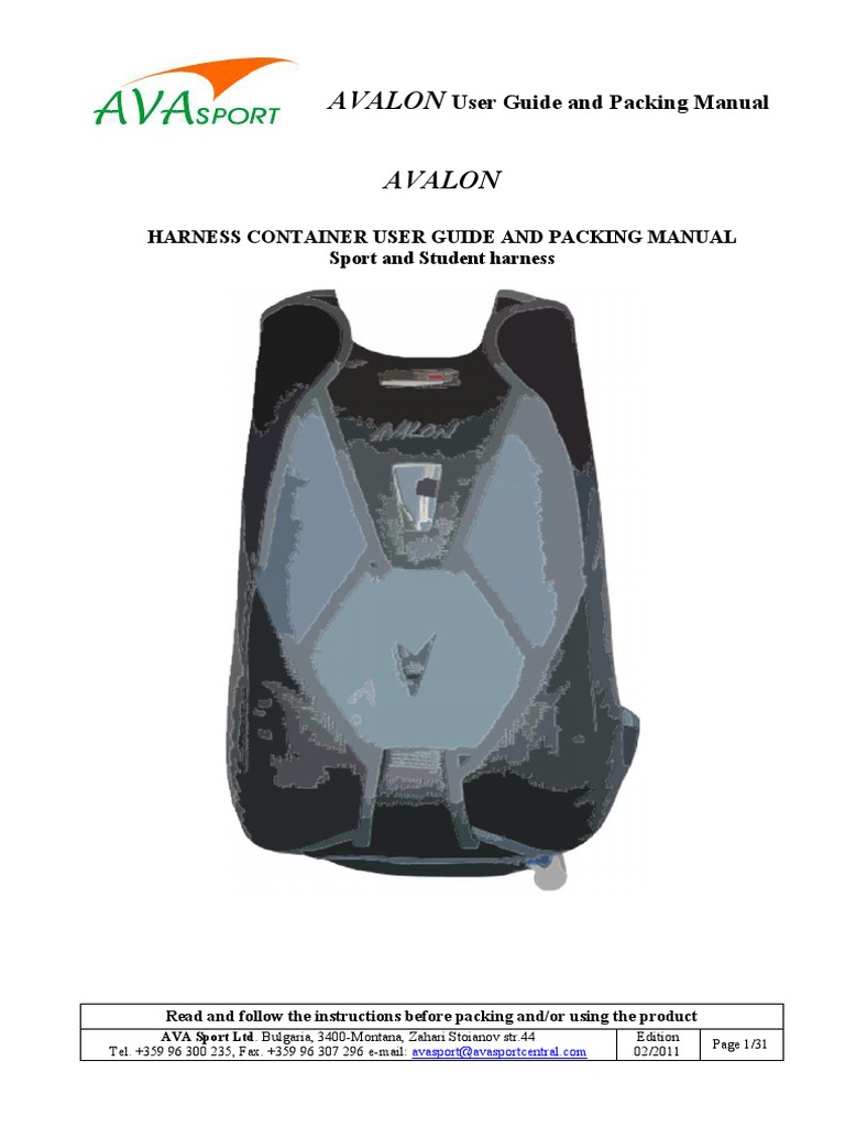 Avalon Avalon: Harness Container User Guide and Packing Manual Sport ...