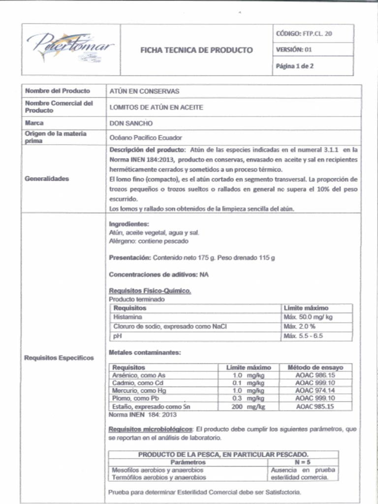 Atun Don Sancho en Aceite 175 | PDF