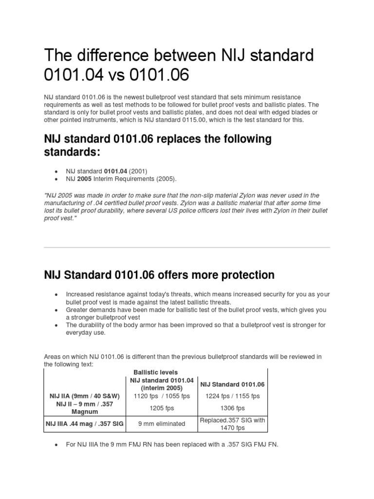 Standard NIJ 0101.04 & 0101.06 | PDF | Ammunition | Tools