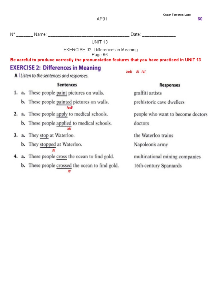 Be Careful To Produce Correctly The Pronunciation Features That You ...