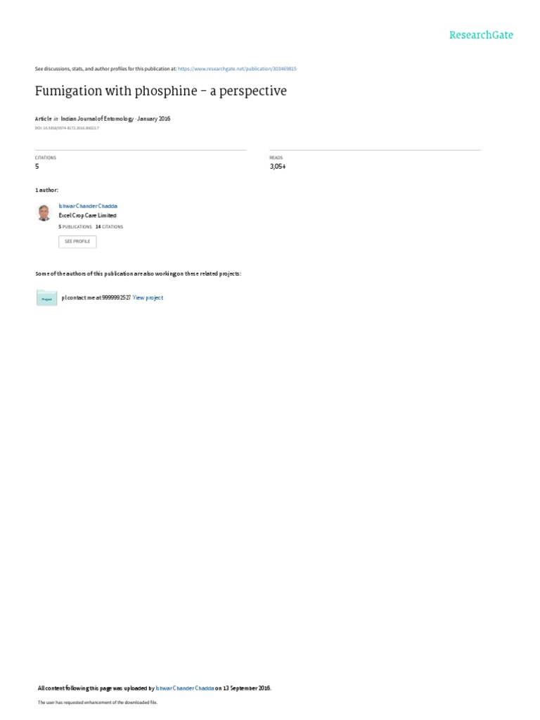 Fumigation With Phosphine - A Perspective: Indian Journal of Entomology ...