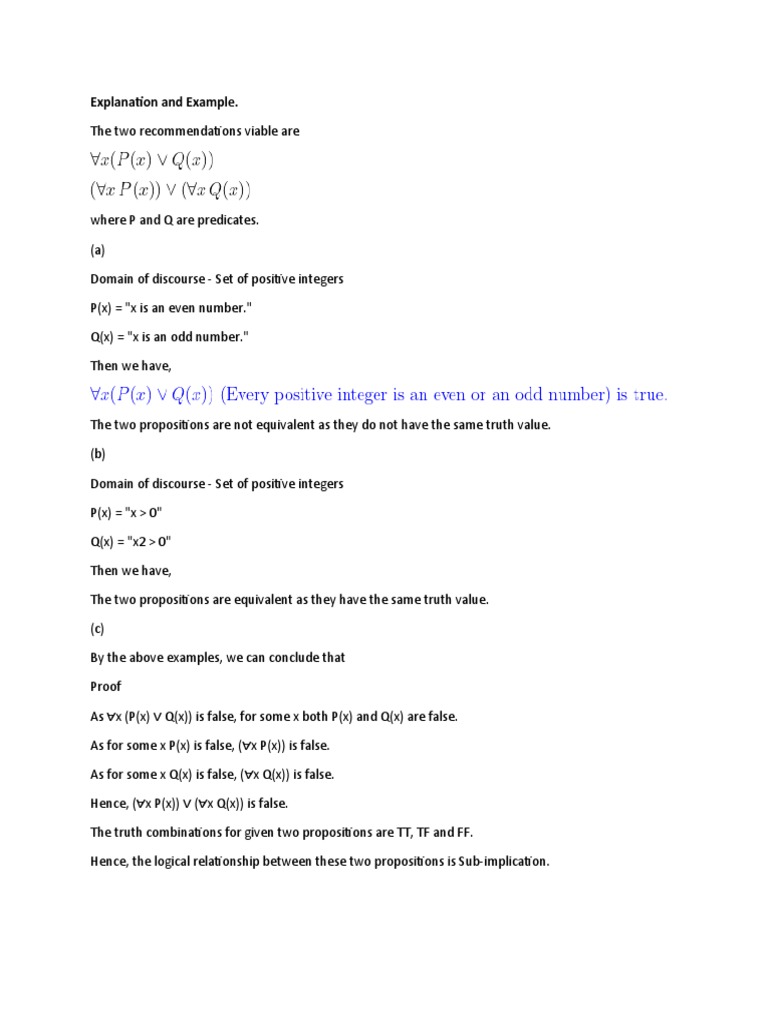 Logical Relationship Between Two Propositions Explained with Examples | PDF