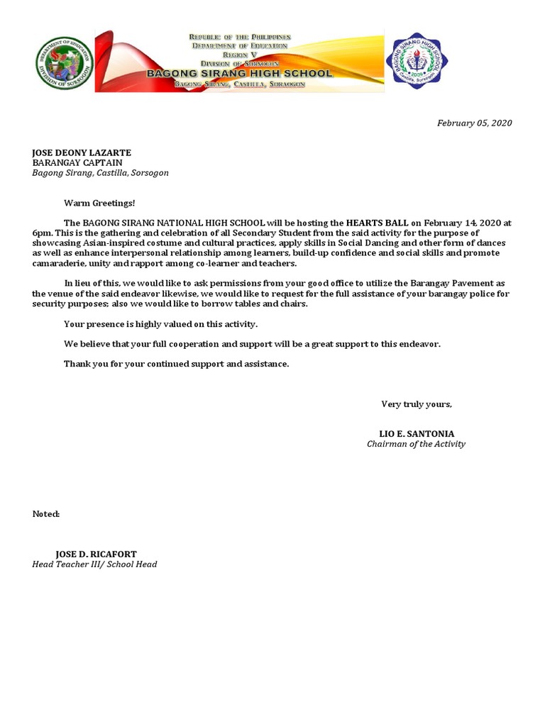 Letter To Brgy Captain | PDF