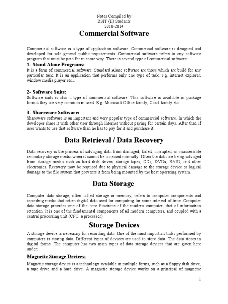 ICT Notes 3 | PDF | Computer Data Storage | Computer Network