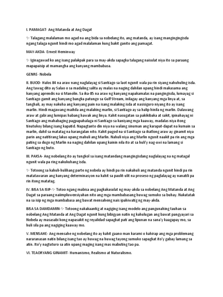 Mensahe Ng Ang Matanda At Ang Dagat