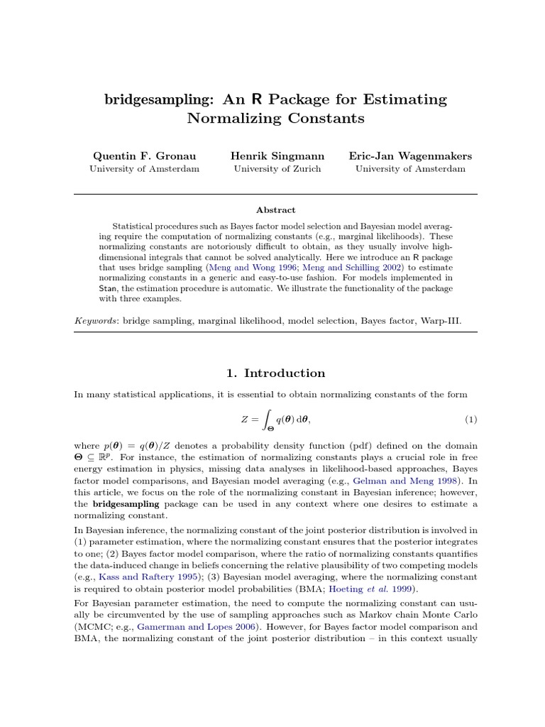 Bridgesampling Paper | PDF | Bayesian Inference | Bayesian Network
